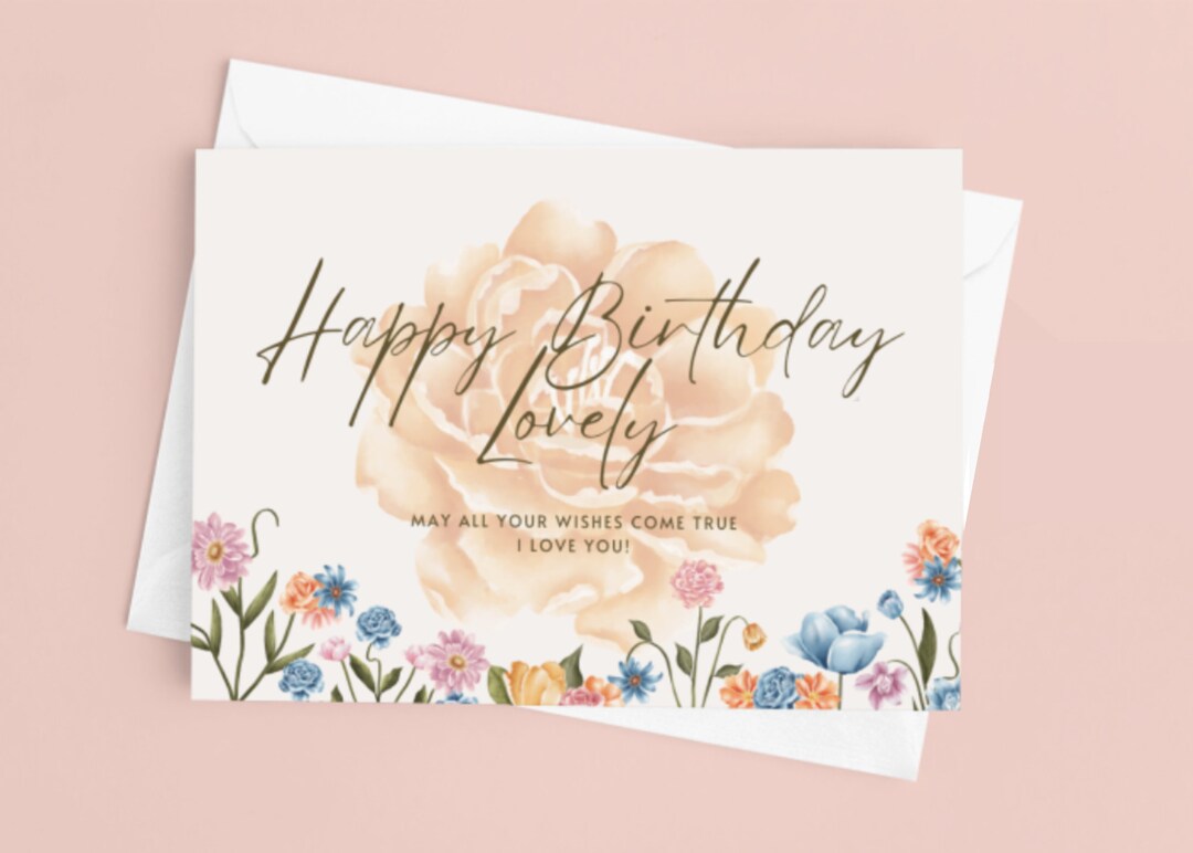 Floral Happy Birthday Card, Handmade Lovely Card - Etsy
