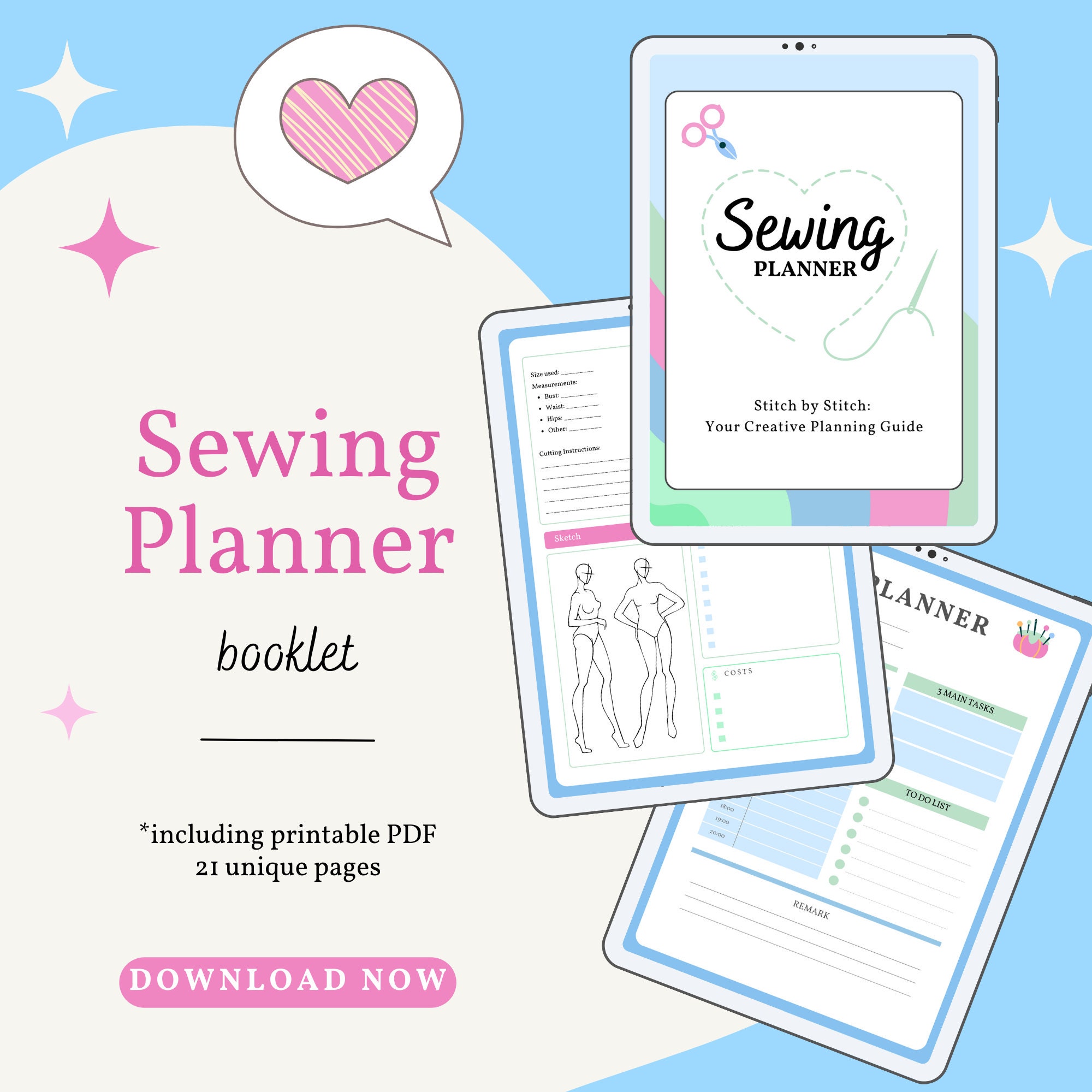 Sewing Planner Printable Pdf Planner For Sewing Projects Etsy