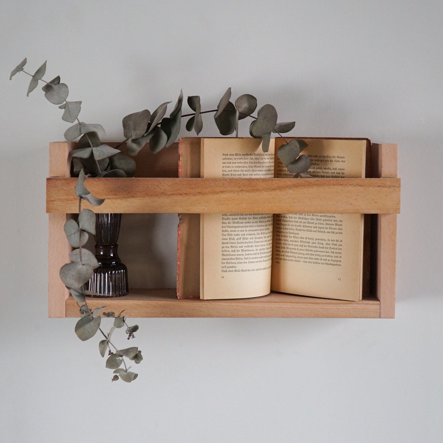 Floating Wooden Bookshelf - Handmade Wall Decor | Mid Century ...