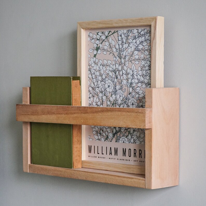 Floating Wooden Bookshelf - Handmade Wall Decor | Mid Century ...