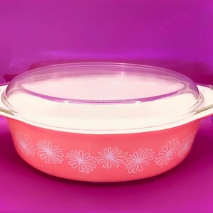 Vintage 1950s Pyrex Pink Daisy 045 Oval Casserole W/ Lid 2.5 Quarts - Etsy