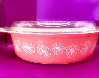 Pink Daisy Vintage Pyrex Oval Covered Casserole Dish With Lid 043 ...