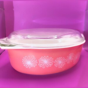 Vintage 1950s Pyrex Pink Daisy 045 Oval Casserole W/ Lid 2.5 Quarts - Etsy