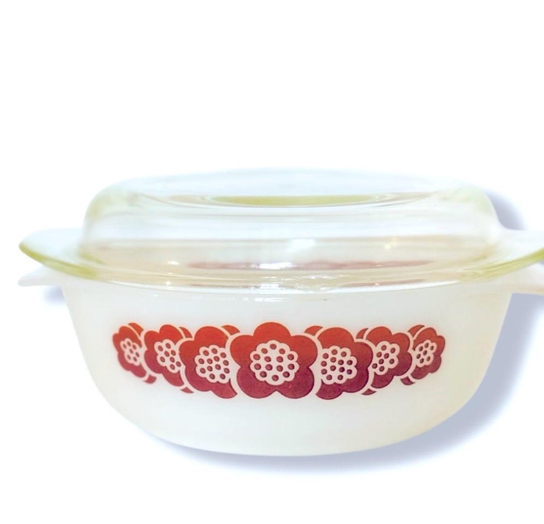 Vintage 1977 Pyrex (australian) Honey Flower Round Casserole CR-200 W ...