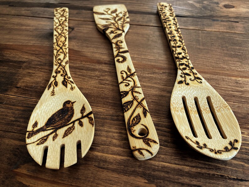 Unique Wooden Utensils - Pyrography - Etsy