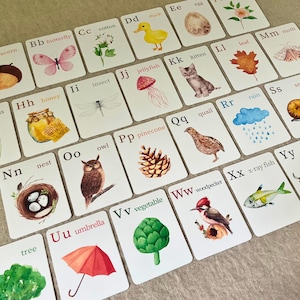 Nature Alphabet Flashcards: Watercolor ABC Cards (printable) - Etsy