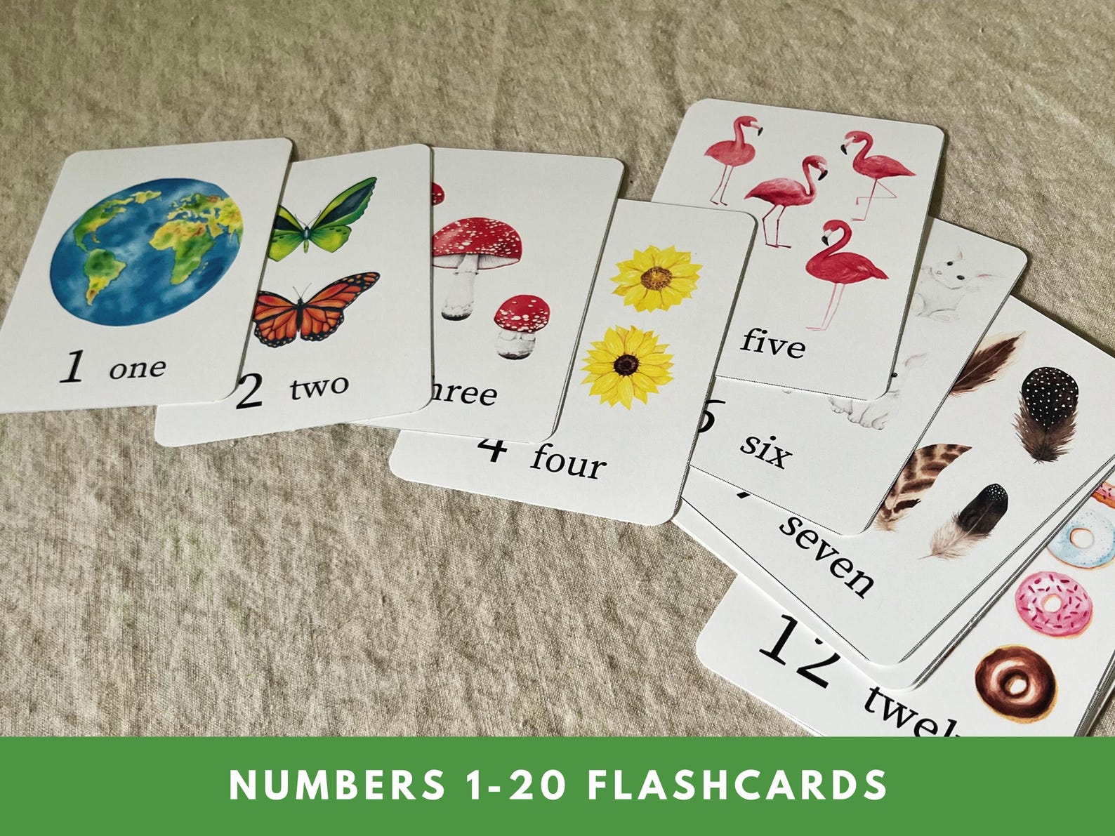 Number Flashcards, Numbers 1-20 Cards, Flash Cards, Preschool ...