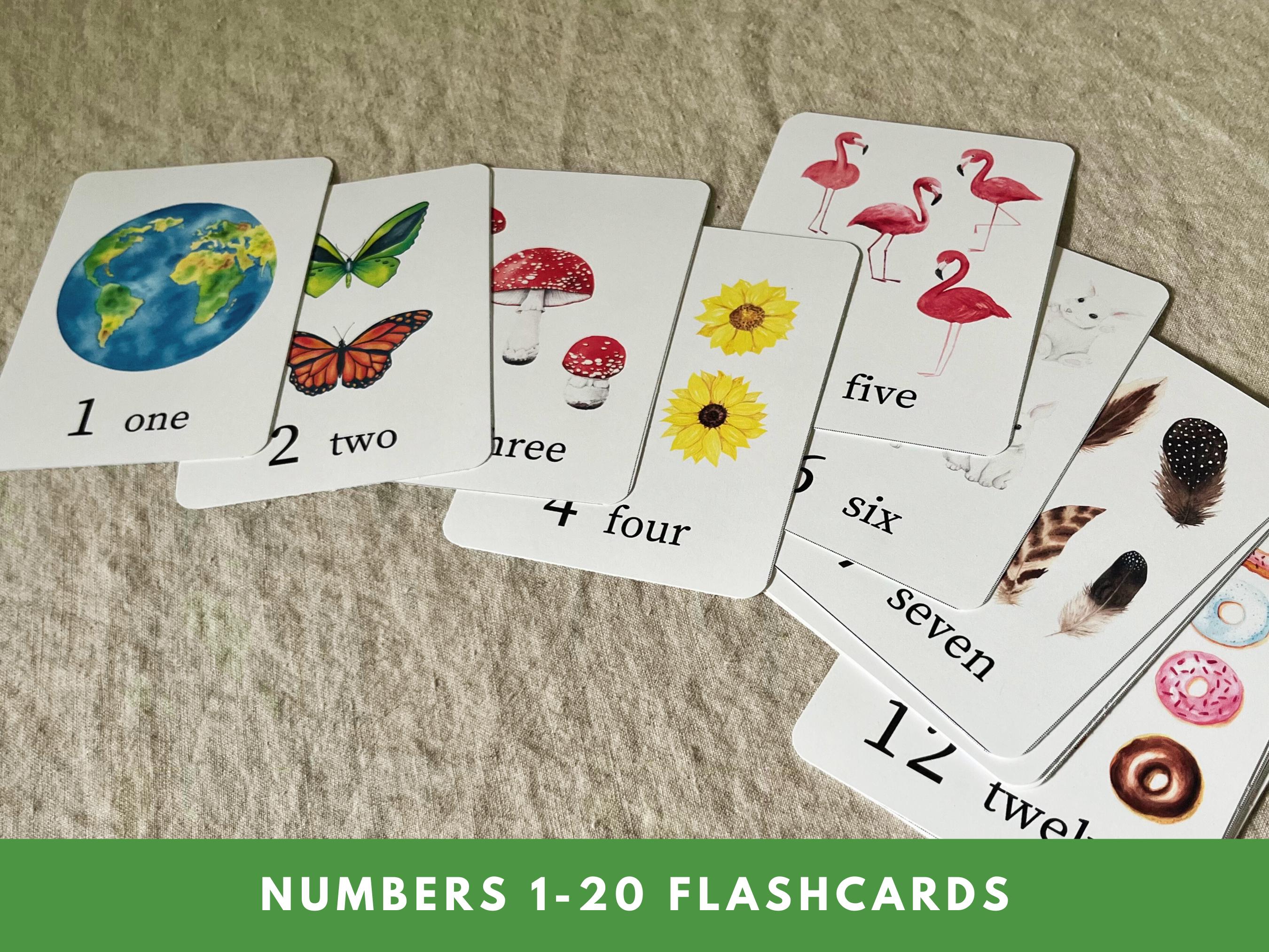 Number Flashcards, Numbers 1-20 Cards, Flash Cards, Preschool ...