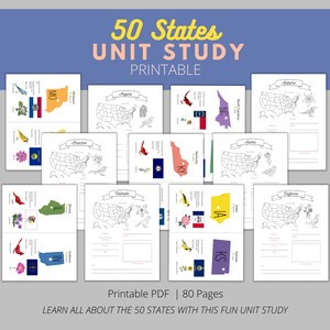 50 States Unit Study, US Fifty States and Capitals Workbook, 50 States ...