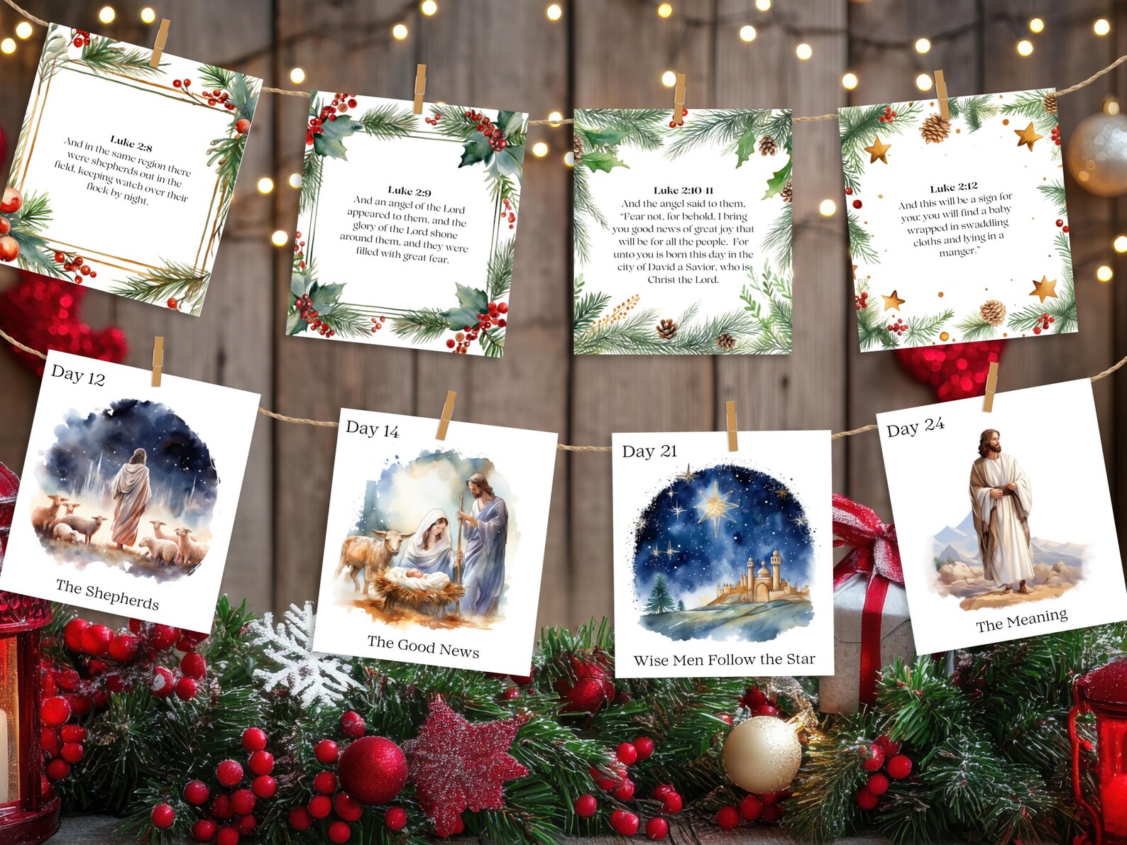 Advent Scripture Cards, Christmas Countdown Printable, Christmas Story ...