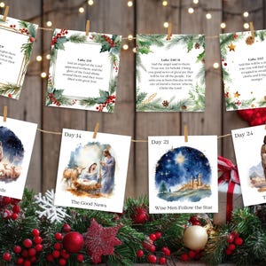 Advent Scripture Cards, Christmas Countdown Printable, Christmas Story ...
