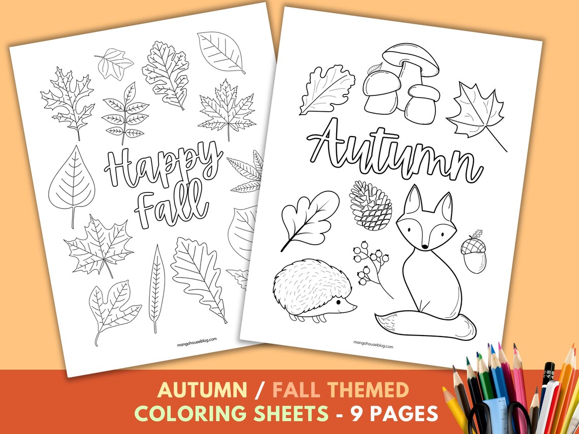 Autumn Fall Coloring Pages for Kids, Printable Coloring Sheets ...