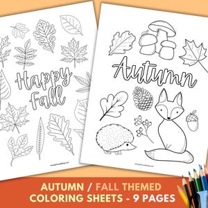 Autumn Fall Coloring Pages for Kids, Printable Coloring Sheets ...
