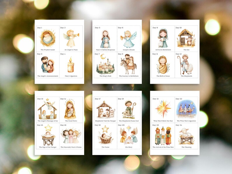 Advent Scripture Cards, Christmas Countdown Printable, Christmas Story ...