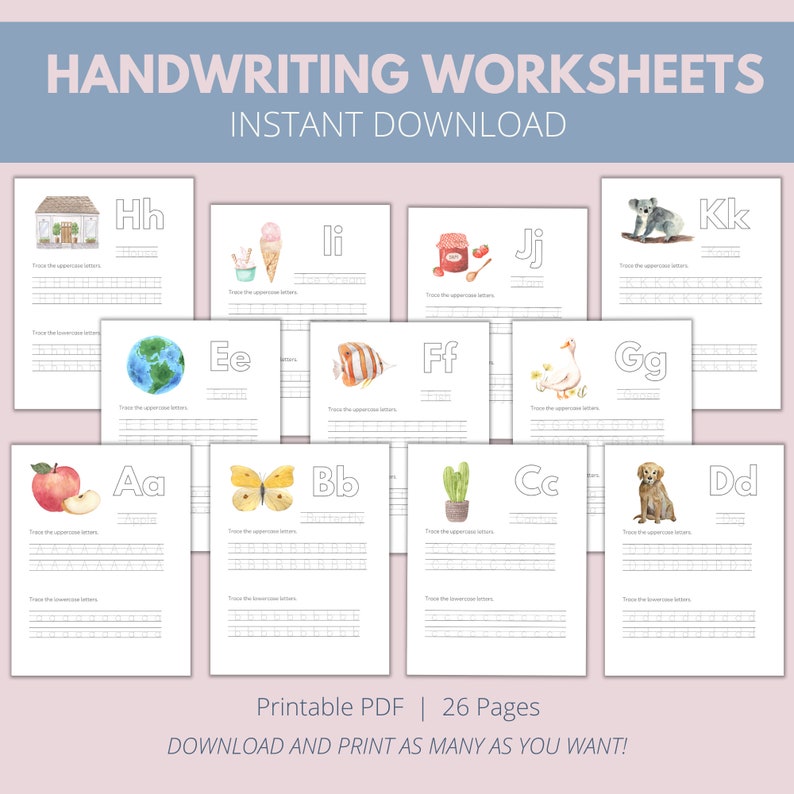 Alphabet Handwriting Worksheets, Handwriting Practice Sheets ...
