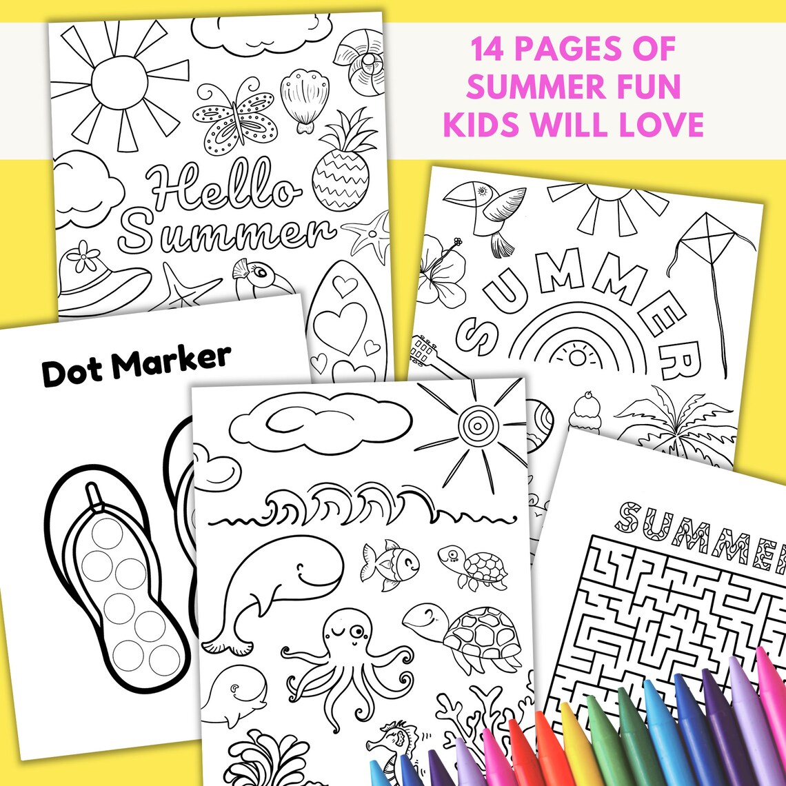 Kids Summer Coloring Activity Printable, Kids Summer Coloring Pages ...