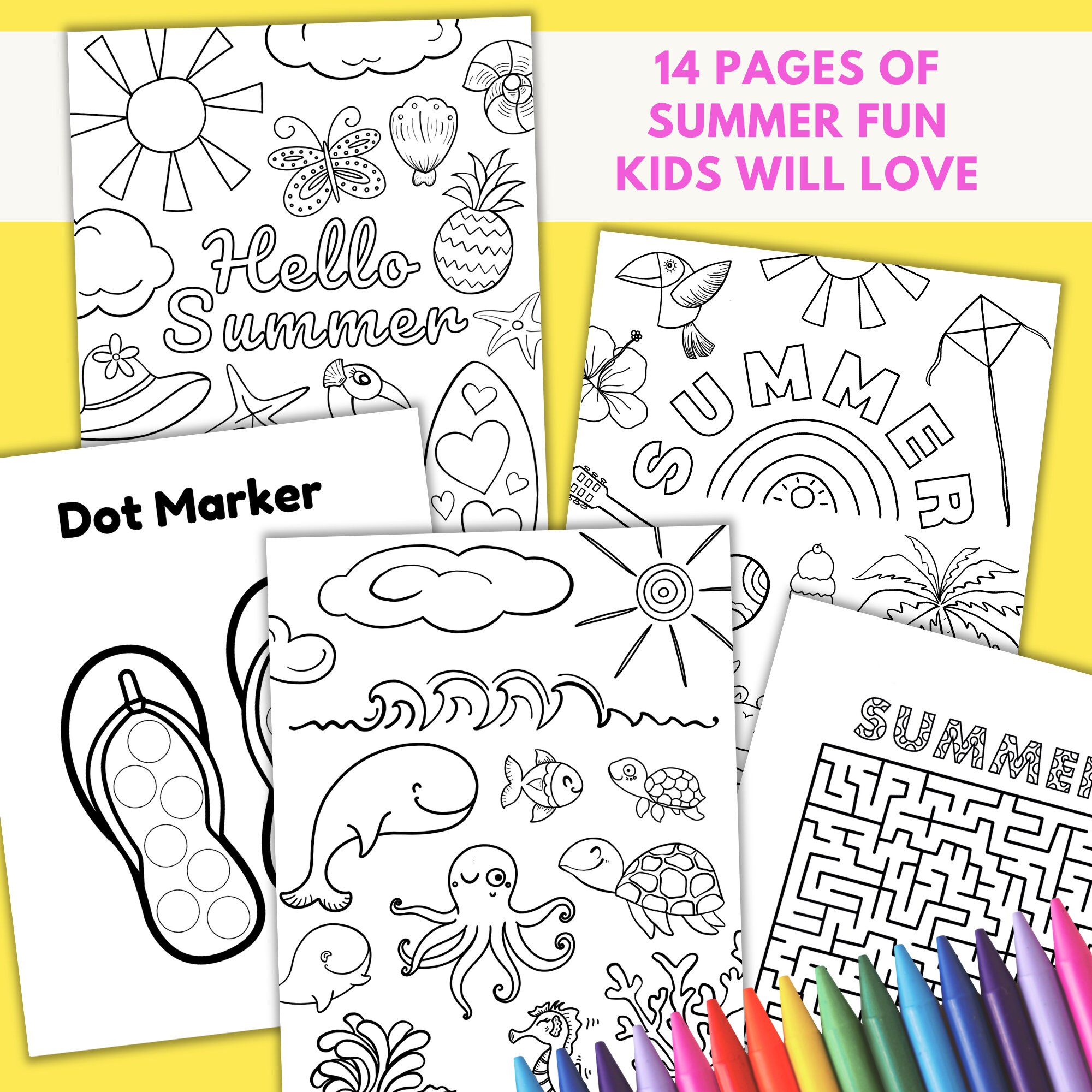 Kids Summer Coloring Activity Printable, Kids Summer Coloring Pages ...