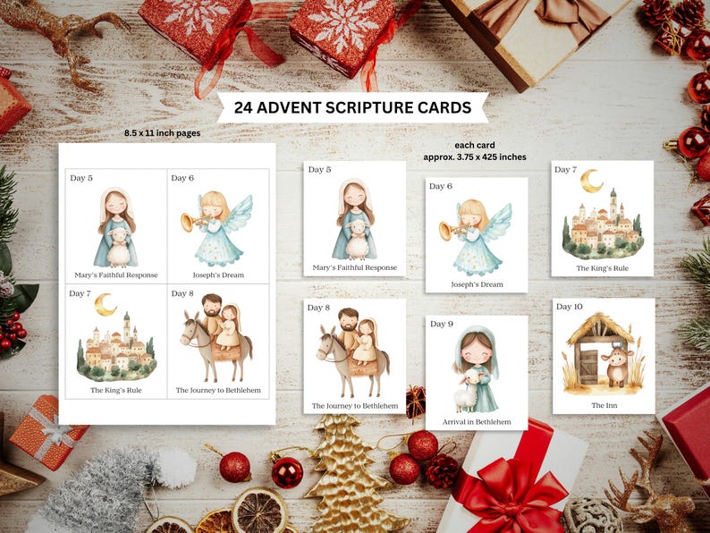 Advent Scripture Cards, Christmas Countdown Printable, Christmas Story ...
