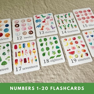 Number Flashcards, Numbers 1-20 Cards, Flash Cards, Preschool ...