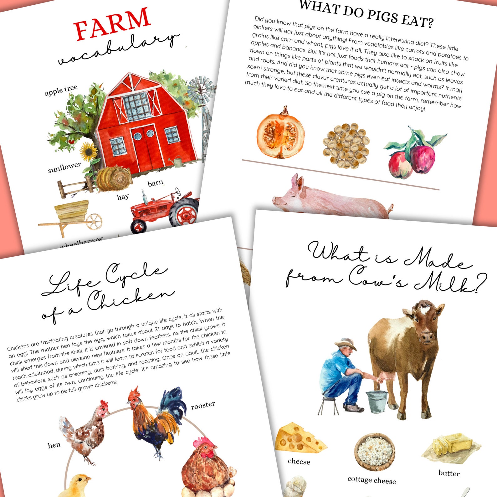 Farm Animals Unit Study, Farmactivity Bundle, Farm Learning, Farm ...