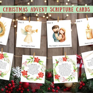Advent Scripture Cards, Christmas Countdown Printable, Christmas Story ...