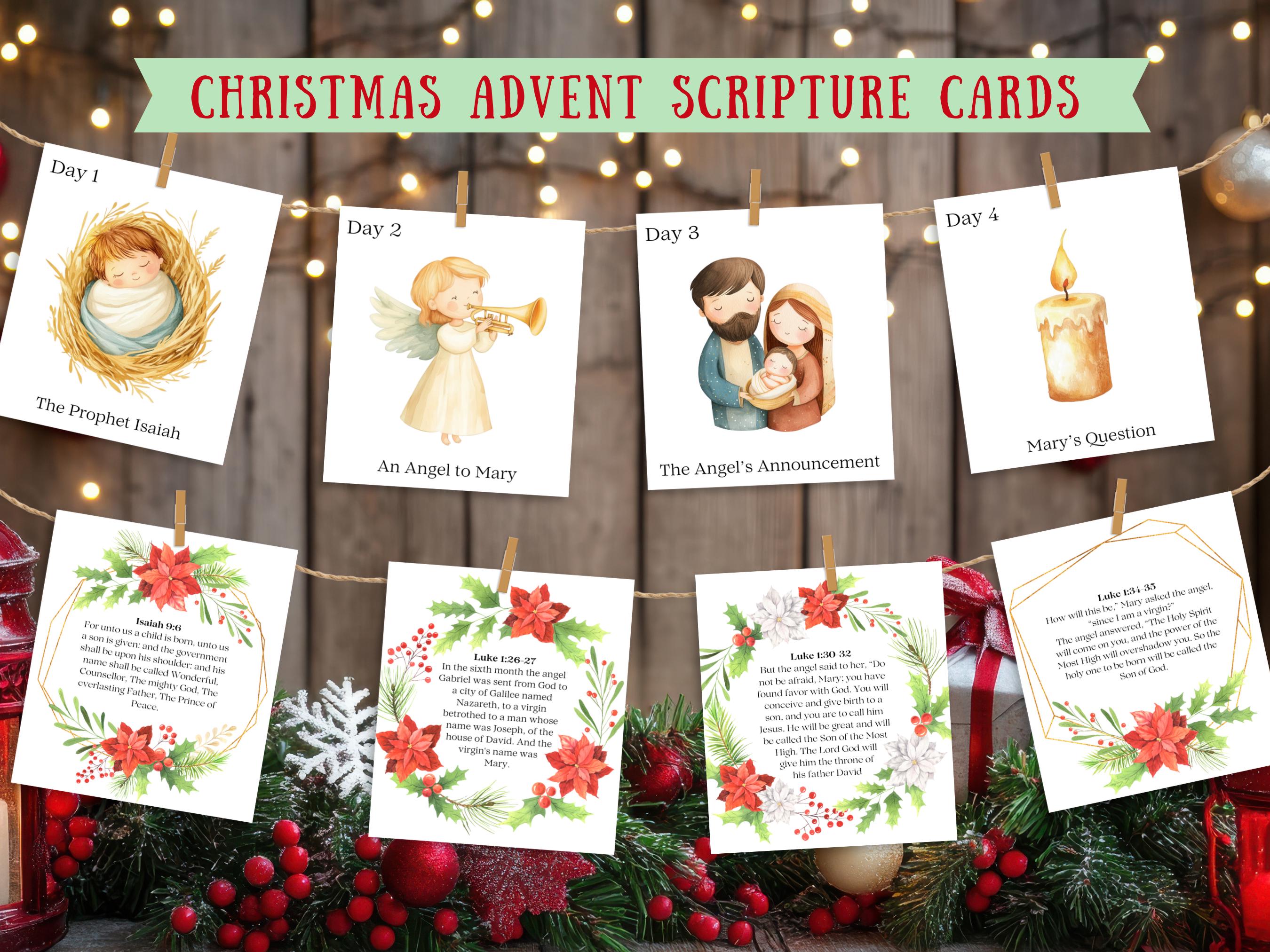 Advent Scripture Cards, Christmas Countdown Printable, Christmas Story ...