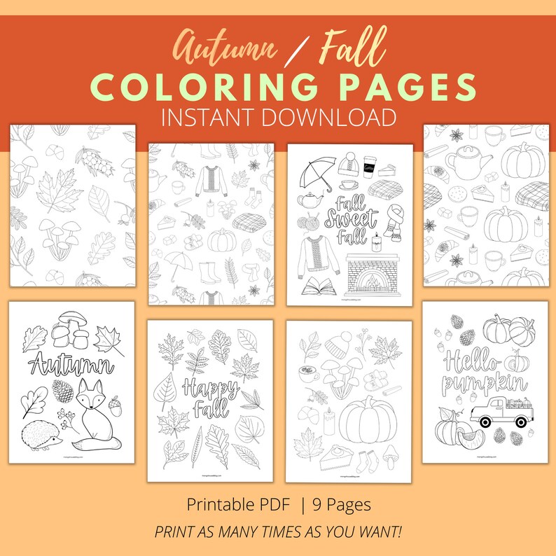 Autumn Fall Coloring Pages for Kids, Printable Coloring Sheets ...