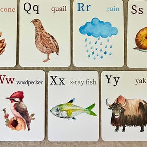 Nature Alphabet Flashcards: Watercolor ABC Cards (printable) - Etsy