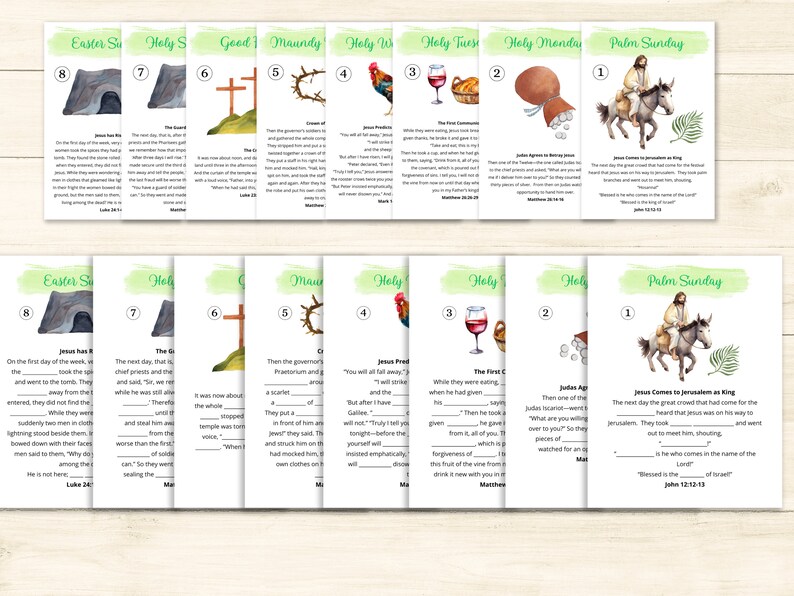 Easter Scripture Countdown, Easter Scripture Cards, Easter Worksheets ...