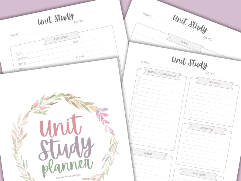 Homeschool Unit Study Planner: Printable Planning Pages - Etsy