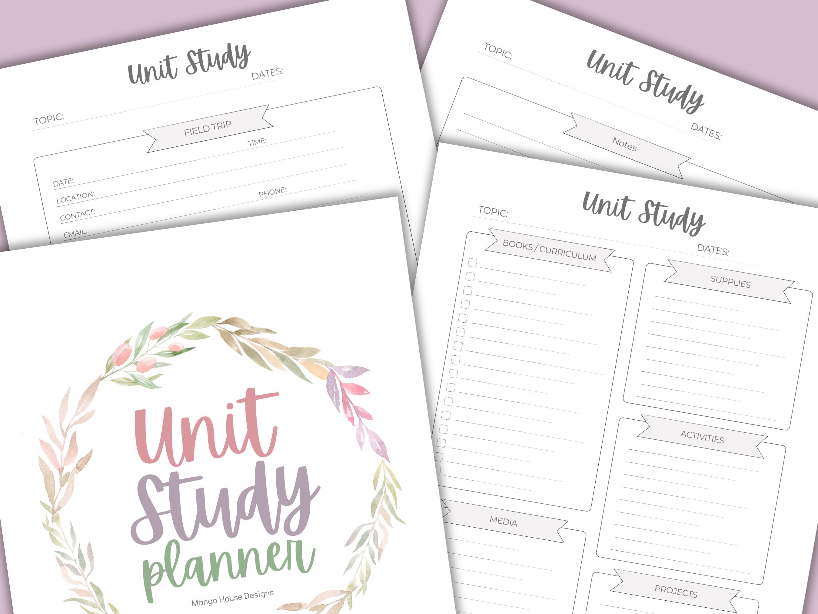 Homeschool Unit Study Planner: Printable Planning Pages - Etsy