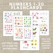 Number Flashcards, Numbers 1-20 Cards, Flash Cards, Preschool ...
