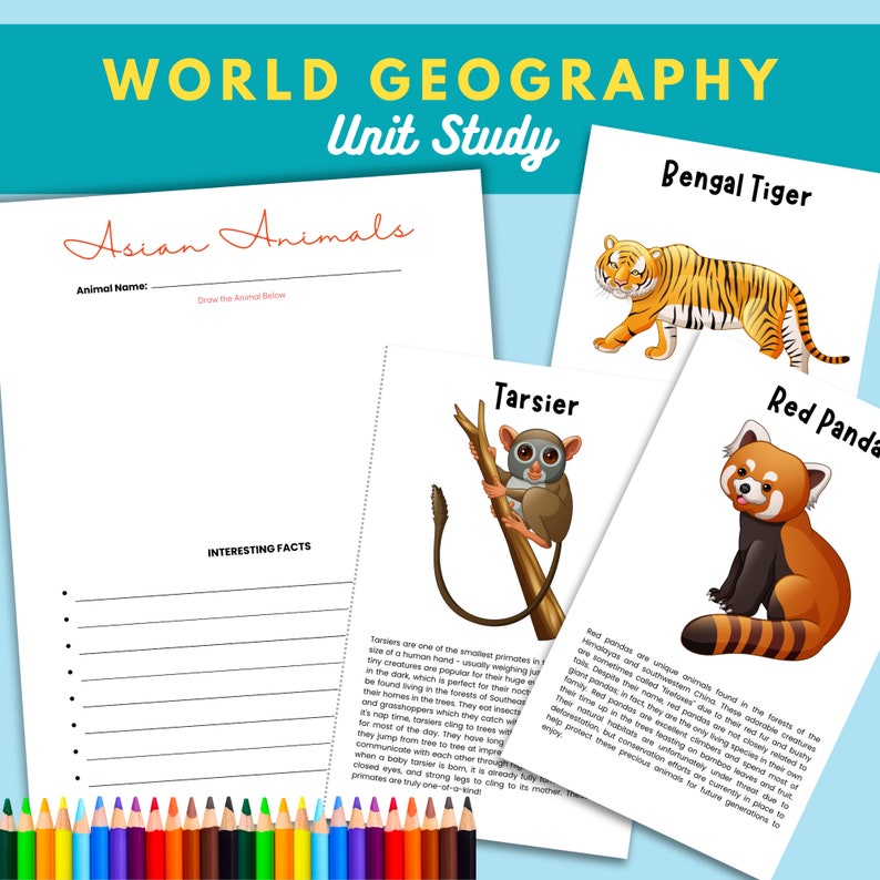 World Geography Unit Study, 7 Continents Study, Animals of the World ...