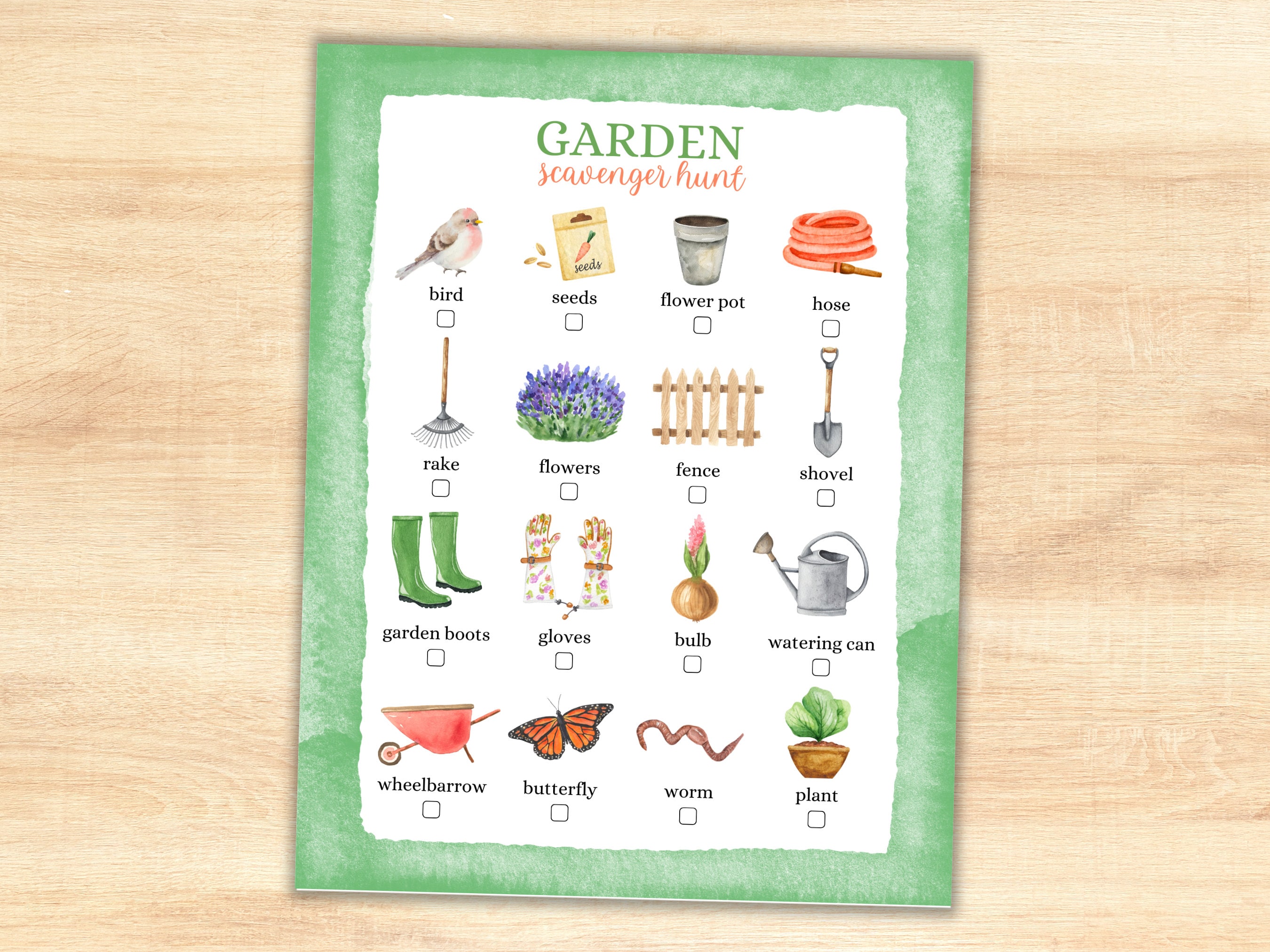 GARDENING SCAVENGER HUNT Printable Pdf, Spring Scavenger Hunt, Garden ...