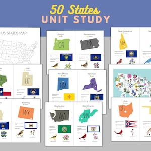 50 States Unit Study: US Geography, State Maps & Flashcards (PDF) - Etsy
