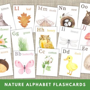 Nature Alphabet Flashcards: Watercolor ABC Cards (printable) - Etsy