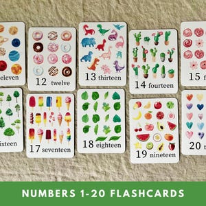Number Flashcards, Numbers 1-20 Cards, Flash Cards, Preschool ...