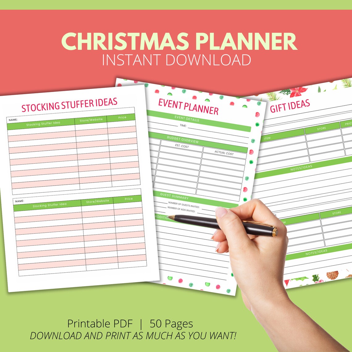 Christmas Planner Printable, Holiday Planner, Christmas Gift Planner ...