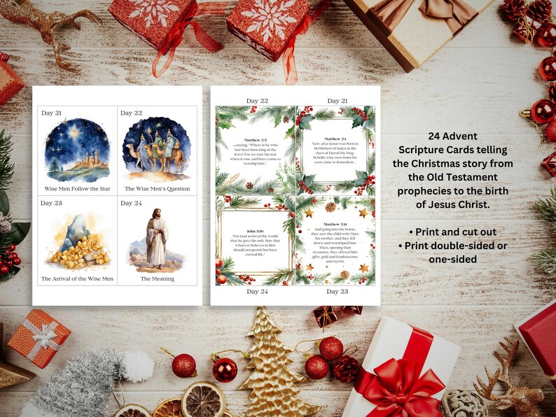 Advent Scripture Cards, Christmas Countdown Printable, Christmas Story ...