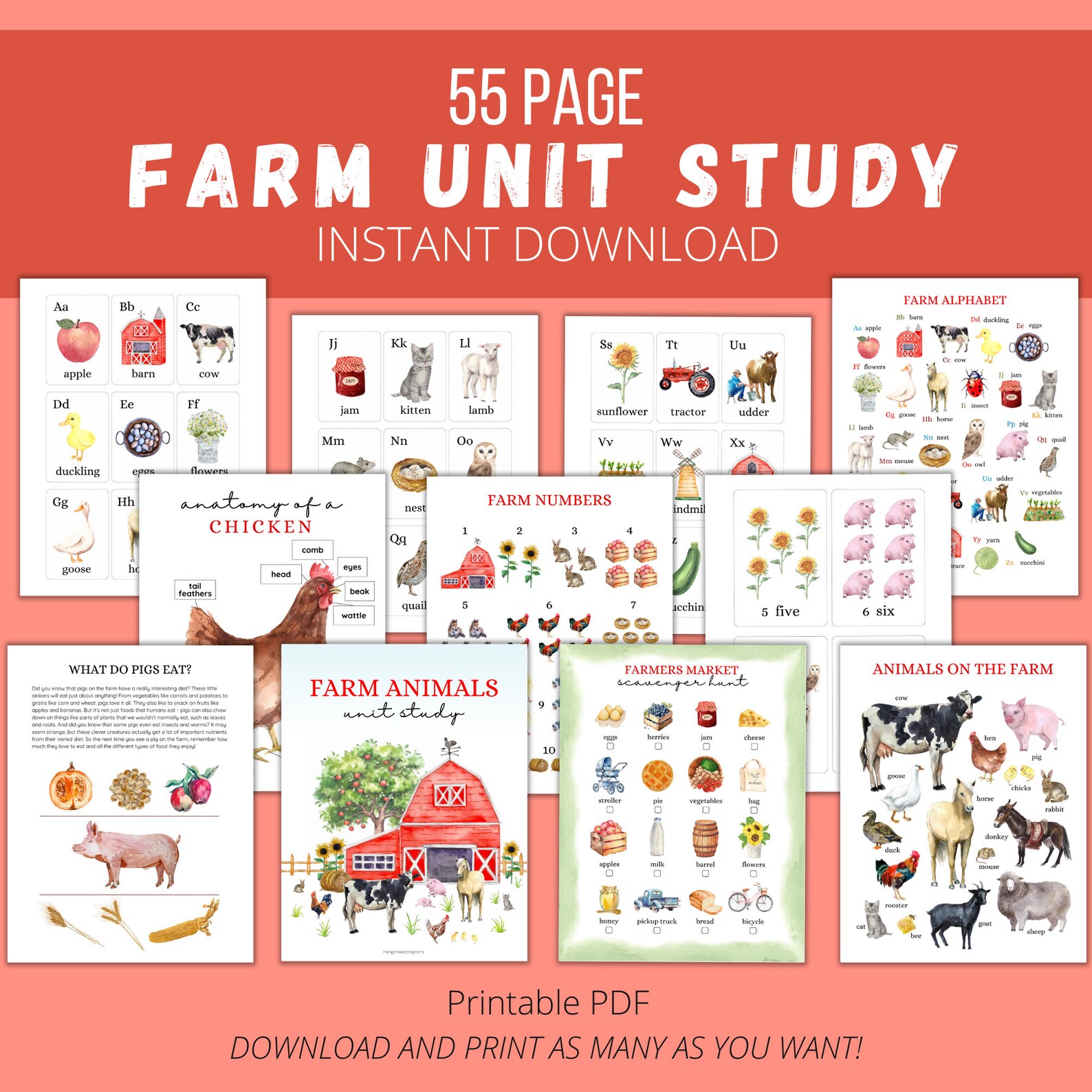 Farm Animals Unit Study, Farmactivity Bundle, Farm Learning, Farm ...