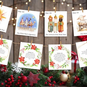 Advent Scripture Cards, Christmas Countdown Printable, Christmas Story ...