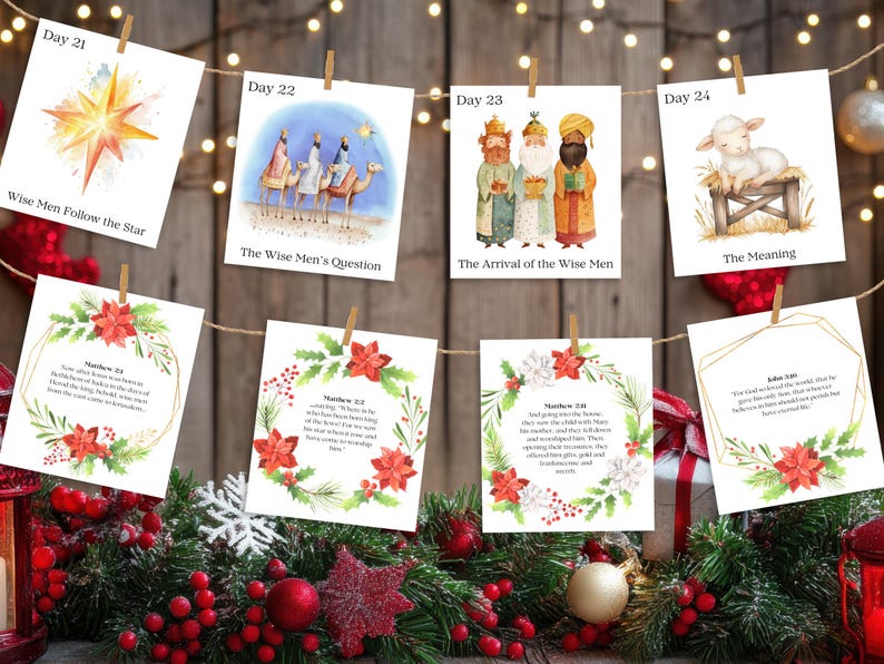 Advent Scripture Cards, Christmas Countdown Printable, Christmas Story ...