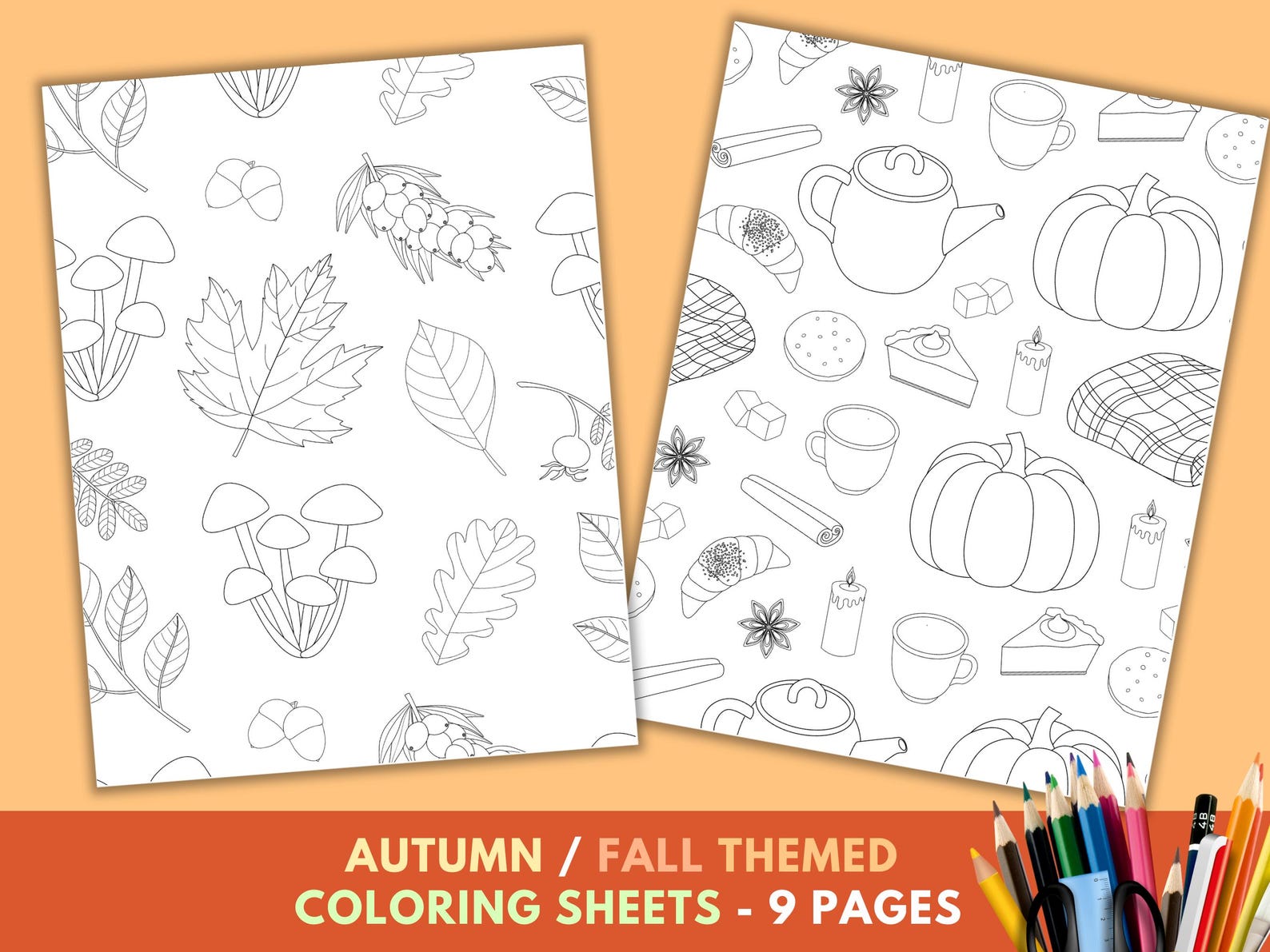 Autumn Fall Coloring Pages for Kids, Printable Coloring Sheets ...