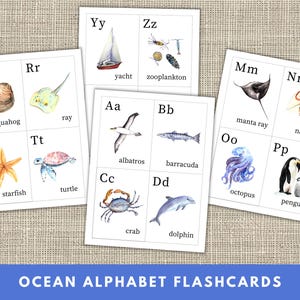 Ocean Alphabet Flashcards, Printable ABC Flashcards, Ocean Animals ...