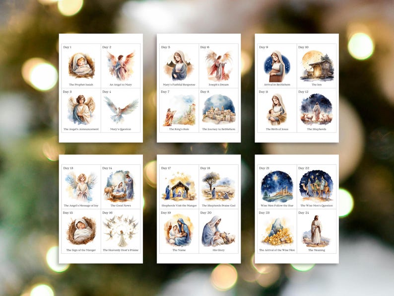 Advent Scripture Cards, Christmas Countdown Printable, Christmas Story ...