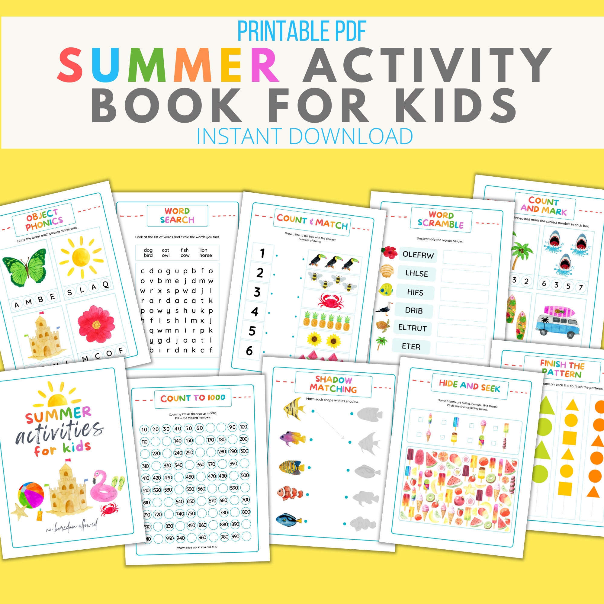 Summer Activity Book for Kids: Fun Worksheets (digital Download) - Etsy