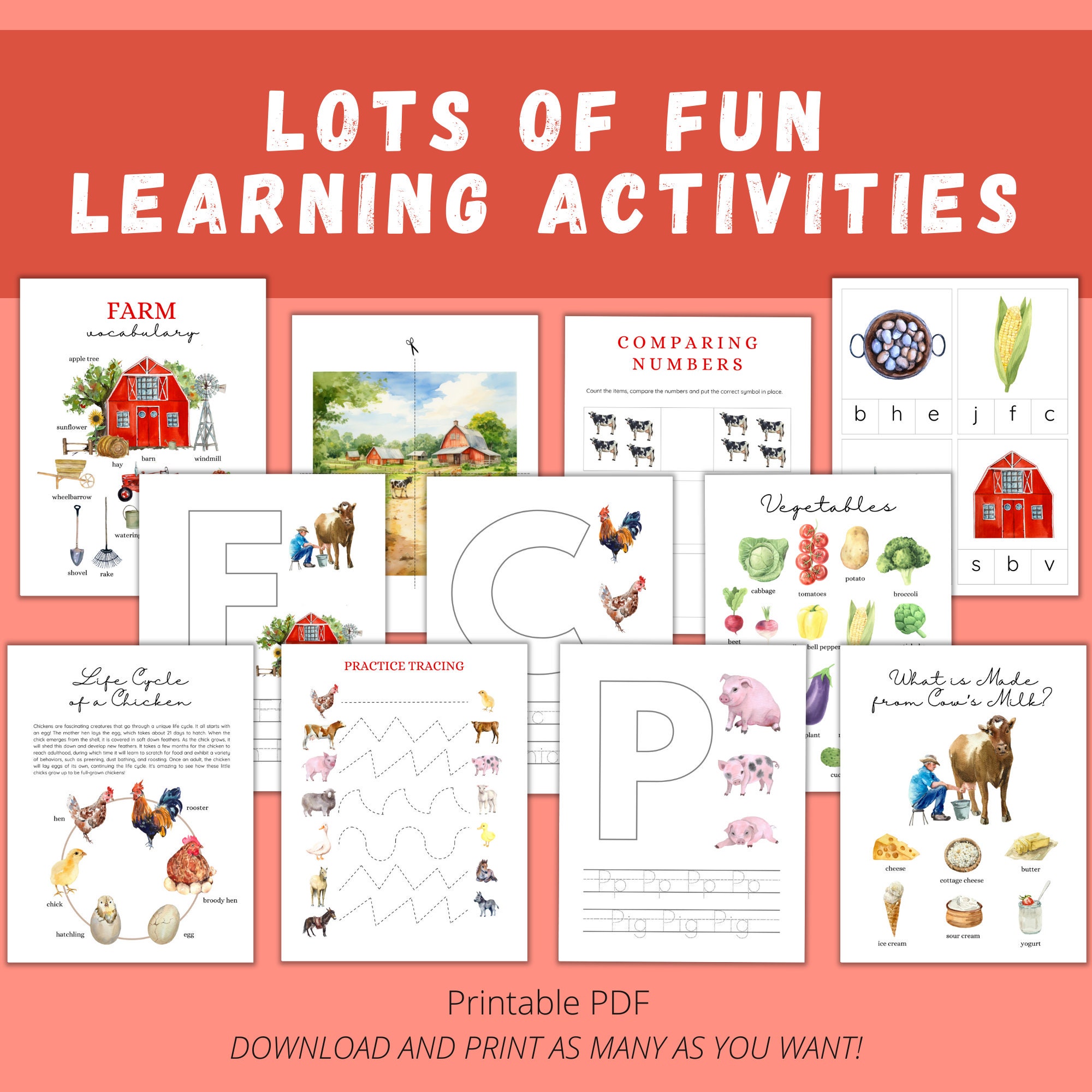 Farm Animals Unit Study, Farmactivity Bundle, Farm Learning, Farm ...