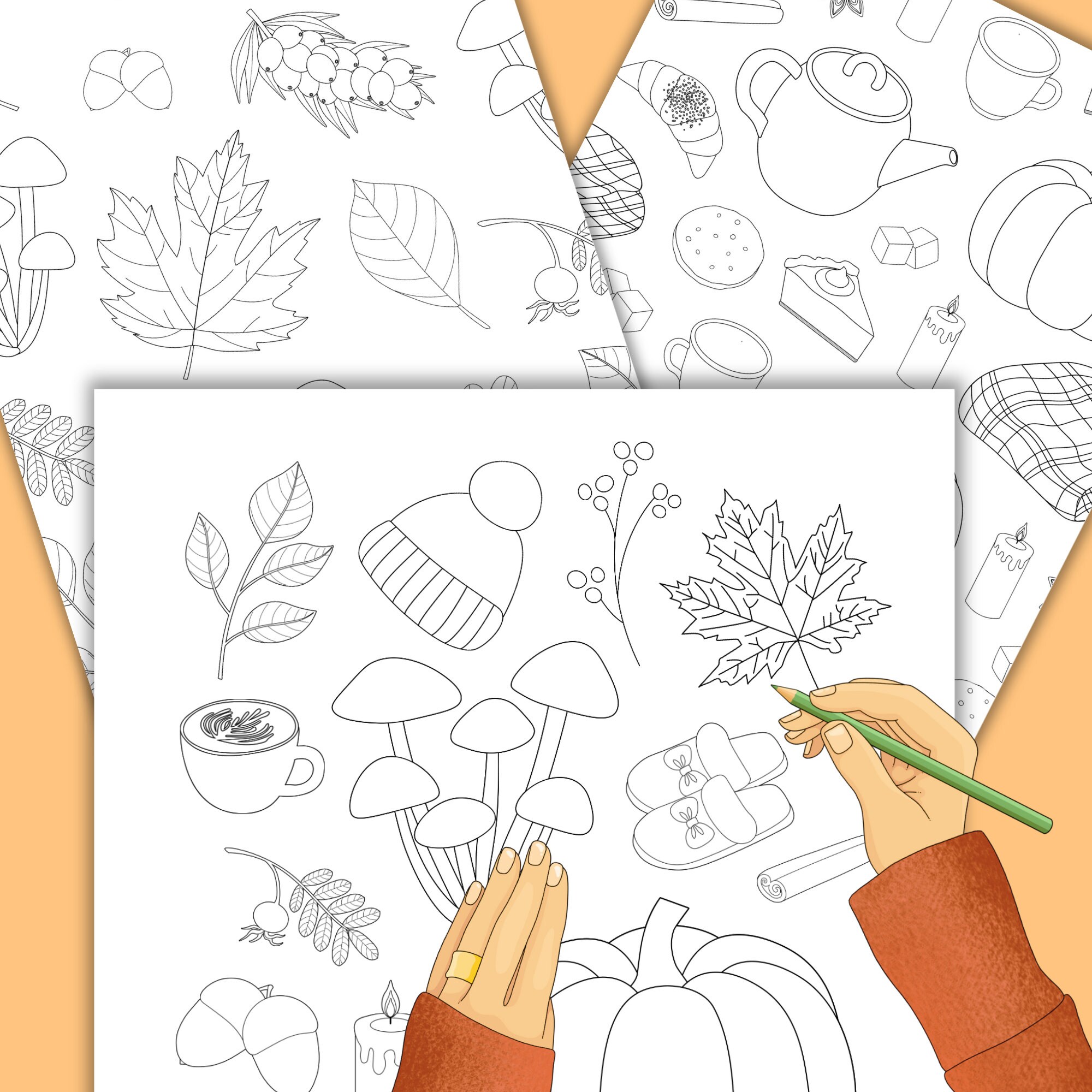 Autumn Fall Coloring Pages for Kids, Printable Coloring Sheets ...