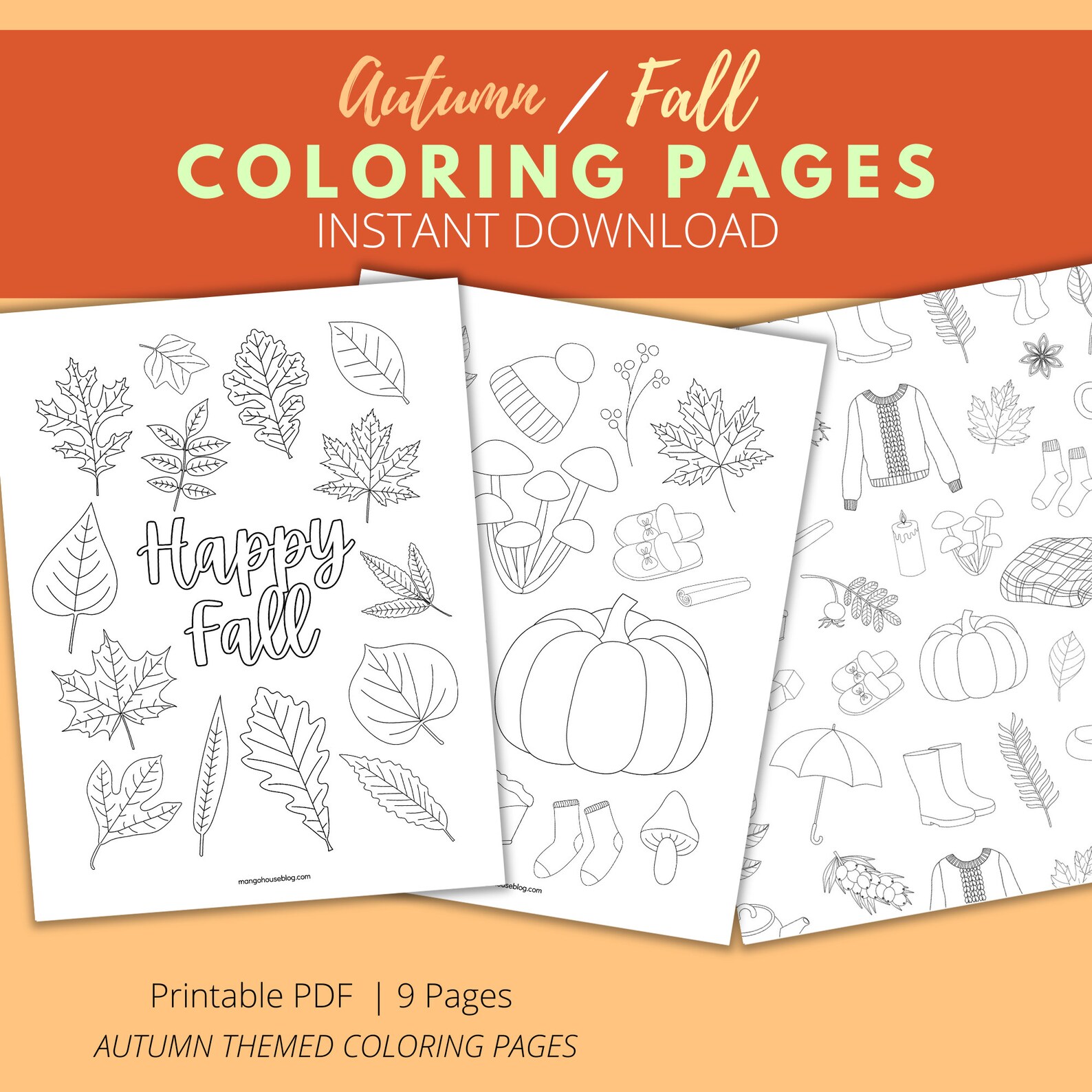 Autumn Fall Coloring Pages for Kids, Printable Coloring Sheets ...