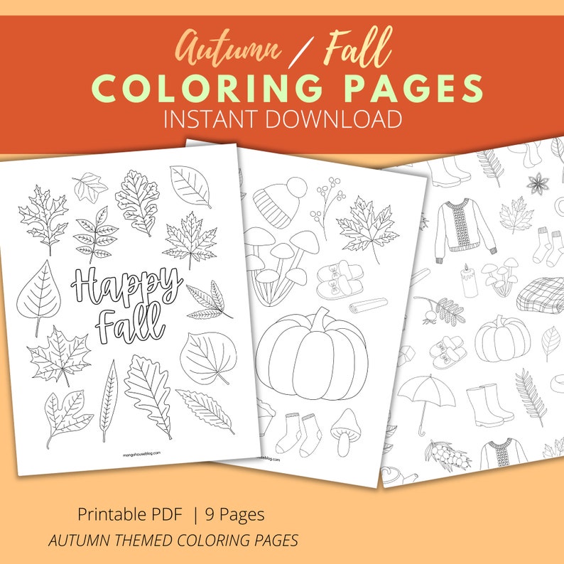 Autumn Fall Coloring Pages for Kids, Printable Coloring Sheets ...